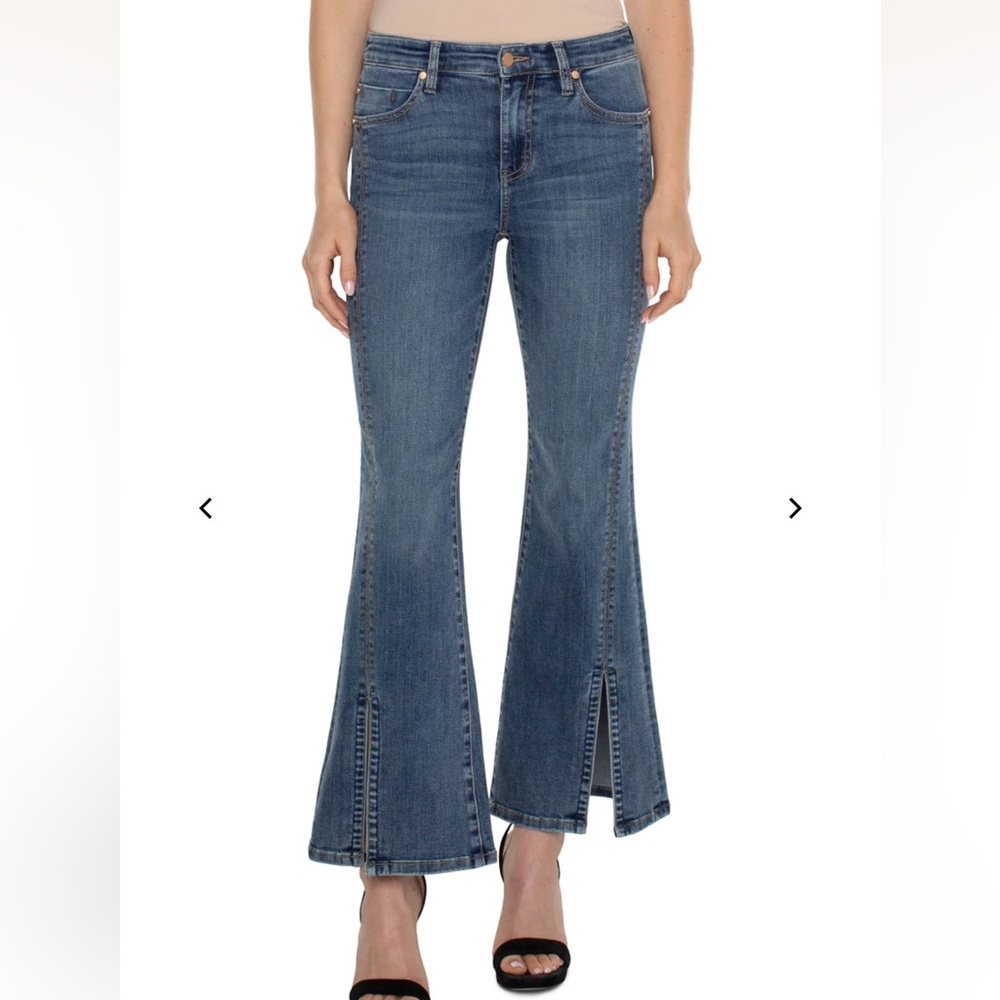 Liverpool Hannah Flare Seamed Front Slit Jeans - Gem